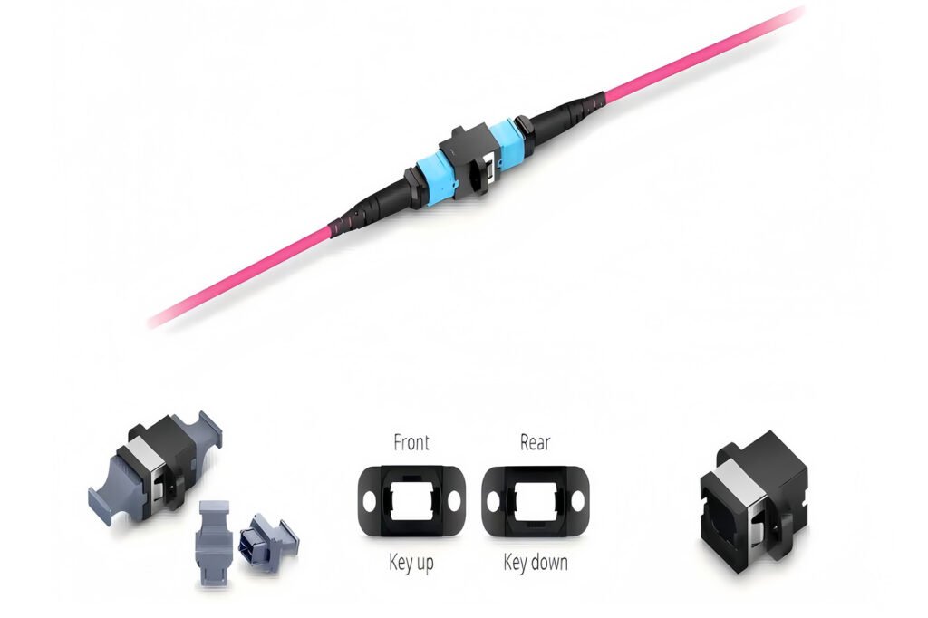 MTP®/MPO-16 Black Fiber Optic Adapter, Key Up to Down | ABPTEL